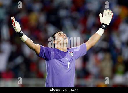 Egypt's goalkeeper Essam Al Hadari celebrate Egypt's victory in the ...