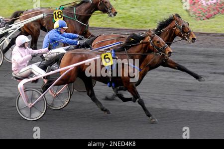 French jockey Sebastien Ernault leads Oyonax, with coach Vincent Brazon ...