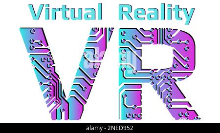 Colorful letters VR abbreviation for Virtual Reality perforated with ...