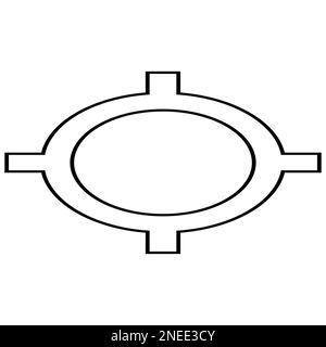 Universal currency sign black outline front view isolated on white ...