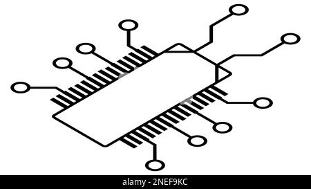 Silhouette of simple isometric schematic chip or component for ...