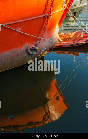 The hull of The Helwick Lightship in Swansea, Marina, South Wales ...