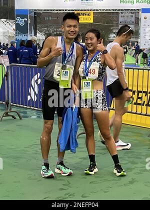Eric Wong Kai-lok and Virginia Lo Ying-chiu, winners of men's and women ...