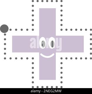 Dotted cross shape for tracing lines for preschool and kindergarten ...