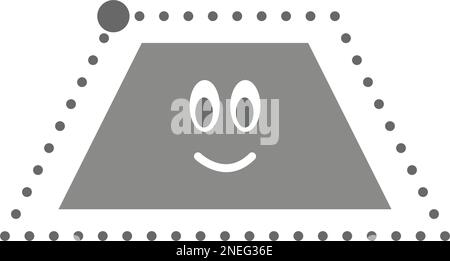 Trapezium or Trapezoid cartoon geometric shape for kids to learn basic ...
