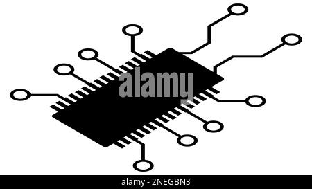Silhouette of simple isometric schematic chip or component for ...