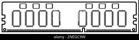 Outline RAM for desktop computer, memory stick isolated on white ...