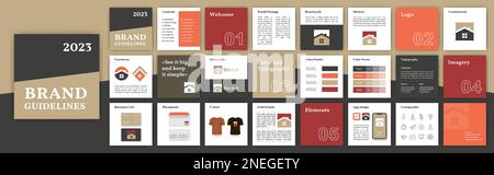 Colored Brand Guidelines template. Corporate identity presentation in ...