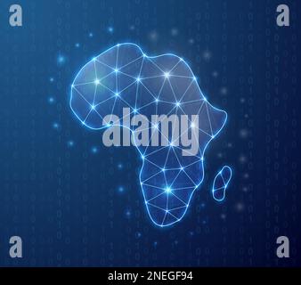 World Map polygonal symbol with binary code background. Travel concept design illustration. Blue ...