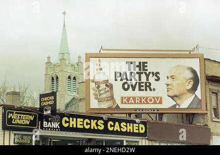 Soviet President Mikhail Gorbachev, shown here with former US President ...
