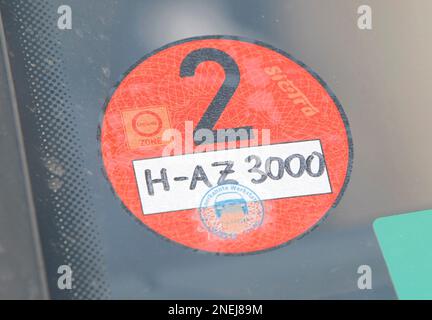 Sticker for the zone of environment in Berlin, germany Stock Photo - Alamy