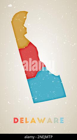 Delaware vintage map. Grunge map of the US state with distressed ...
