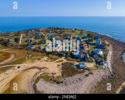 Gurnet Lighthouse and village of Gurnet Point aerial view in fall at ...