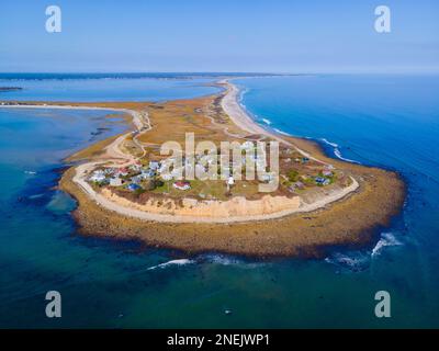 Gurnet Lighthouse and village of Gurnet Point aerial view in fall at ...