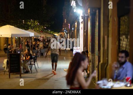Pinchos Street Outdoor Pincho Restaurants in Barcelona - Spain Stock ...