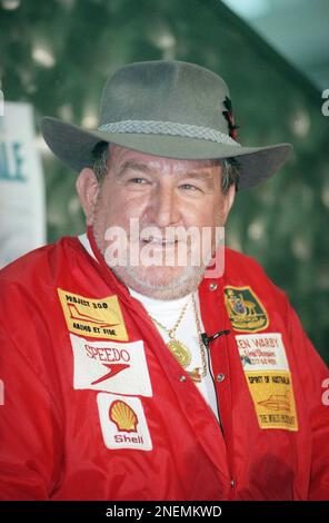 Water speed record holder Ken Warby displays his new boat 'Aussie ...