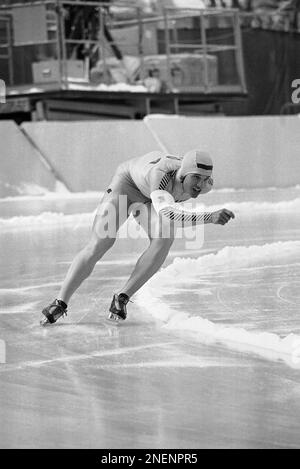 Eric Heiden, of Madison, Wis. in action during the 10,000 meter speed ...