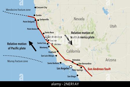 Map of the San Andreas fault in California Stock Photo - Alamy