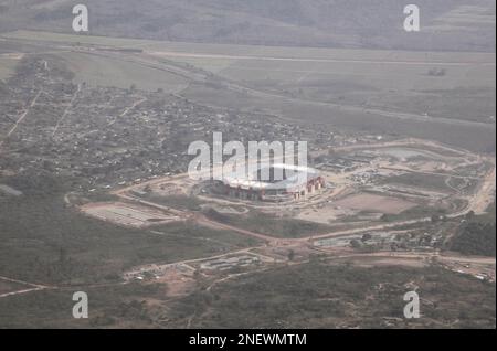Aerial view of the Mbombela 2010 Soccer world cup stadium being built ...
