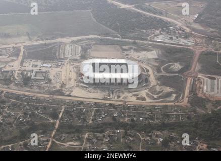 Aerial view of the Mbombela 2010 Soccer world cup stadium being built ...