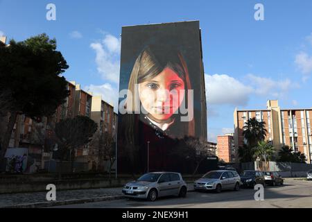 Palermo, Italy. 16th Feb, 2023. in the photo the murals of the Sperone ...