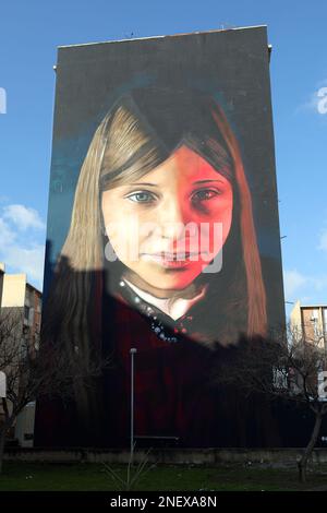 Palermo, Italy. 16th Feb, 2023. in the photo the murals of the Sperone ...