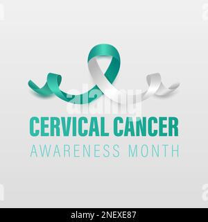 Cervical Cancer Banner, Card, Placard with Vector 3d Realistic Teal and ...