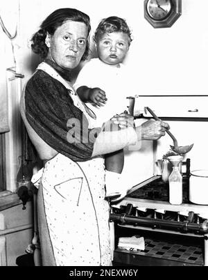 Mrs. Bruno Hauptmann and her son Manfried in her state room aboard the ...