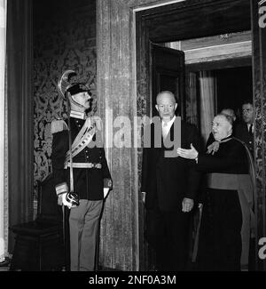 President Dwight D. Eisenhower and Pope John XXIII are shown during a ...
