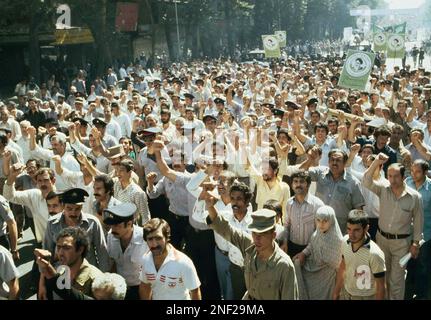 Iranians are shown demonstrating in downtown Tehran in 1980. (AP Photo ...