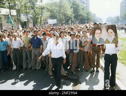 Iranians are shown demonstrating in downtown Tehran in 1980. (AP Photo ...