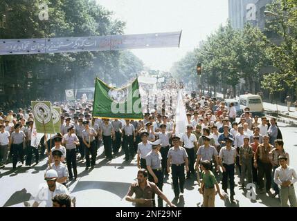 Iranians are shown demonstrating in downtown Tehran in 1980. (AP Photo ...