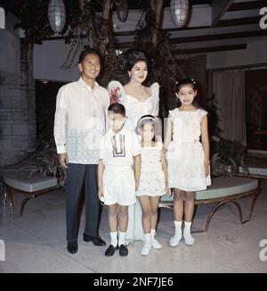 President Ferdinand Marcos, left, poses with his wife Imelda Marcos ...
