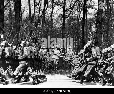 Adolf Hitler takes the salute of the Berlin SA (a part of the up to ...