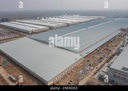 Aerial photo shows the production area of BYD Company is under ...
