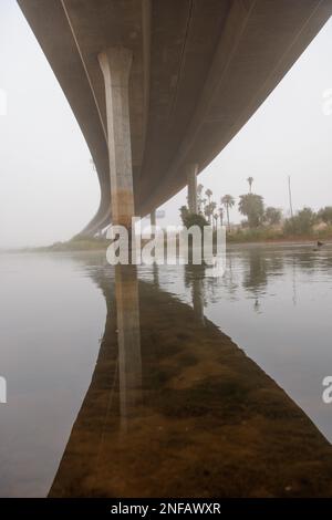Colorado River bridge at Yuma Az in fog Stock Photo - Alamy
