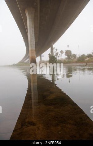 Colorado River bridge at Yuma Az in fog Stock Photo - Alamy