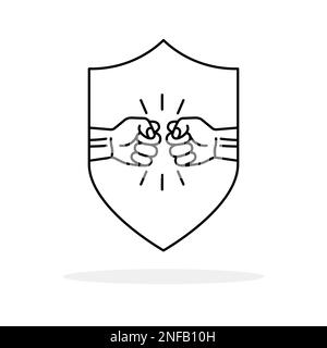 Fist and shield. Punch icon. Fists bumping. Struggle logo. Vector ...