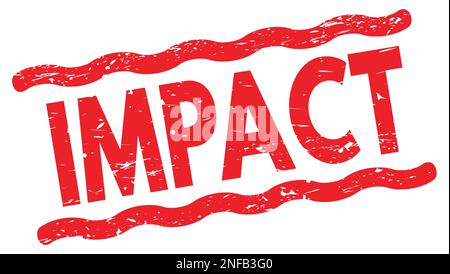 impact text written on red grungy stamp sign Stock Photo - Alamy