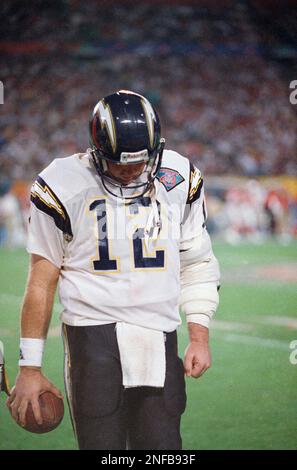 San Diego Chargers quarterback Stan Humphries is knocked down in the ...