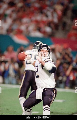 San Diego Chargers quarterback Stan Humphries is knocked down in the ...