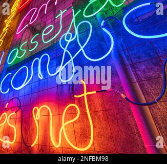 Illuminated letters and words made with neon lights and LEDs of many ...