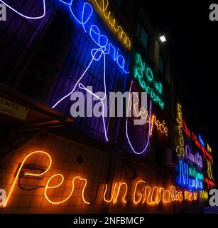 Illuminated letters and words made with neon lights and LEDs of many ...
