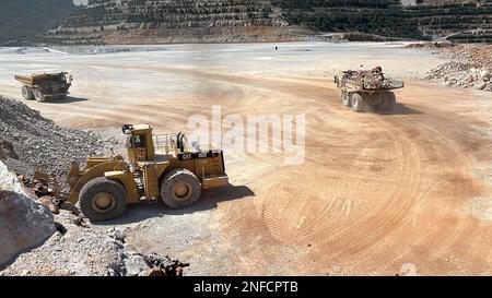 Huge Wheel Loader Loading Limestone The Dumpers, Limestone Quarry ...