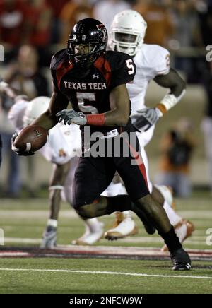 Texas Tech wide receiver Michael Crabtree speaks to the media after he ...