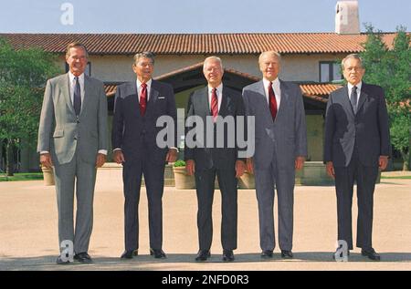 Ronald Reagan, Gerald Ford, Jimmy Carter, and Richard Nixon Stock Photo ...