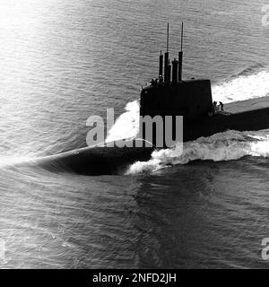 USS George Washington (SSBN-598) in a floating dry dock at Pearl Harbor ...