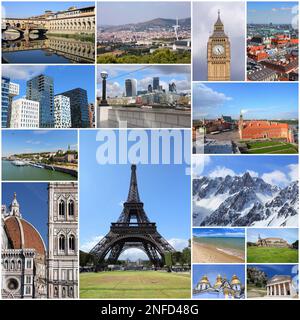 Europe landmarks - tourism attractions collage including London, Oslo ...