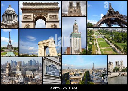 Paris photos collage - France capital city landmark postcard collection ...
