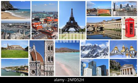 Europe landmarks - tourism attractions collage including London, Oslo ...